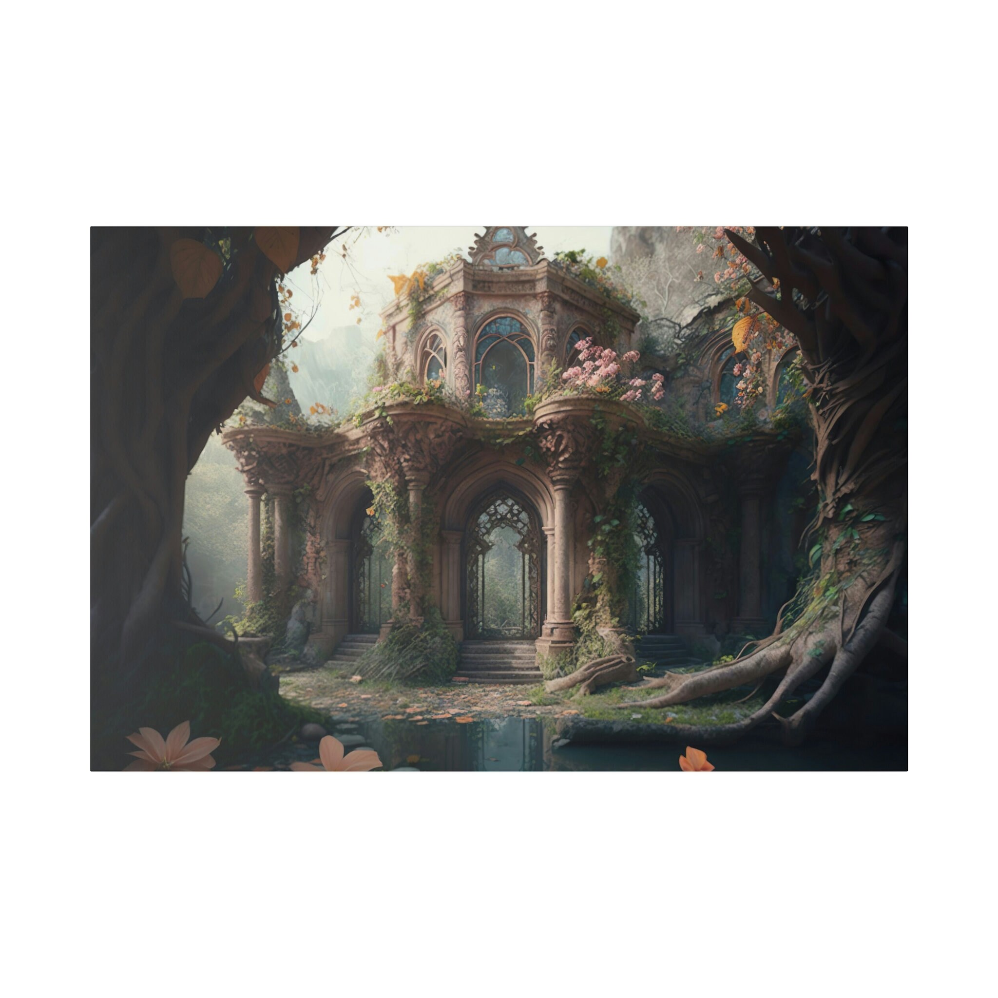 Old Abandoned European French Ruins Digital Painting Canvas Wall Art ...