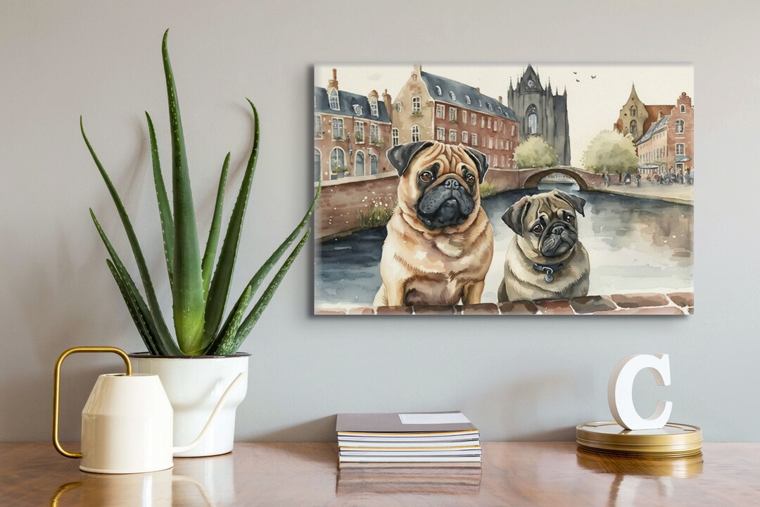 Cute Pug Couple Visiting and Exploring Bruges Belgium Europe - Etsy