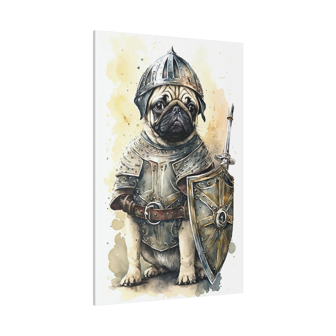 Pug Knight Adorable Medieval Armor Pug Dog Cute Pugs Watercolor ...