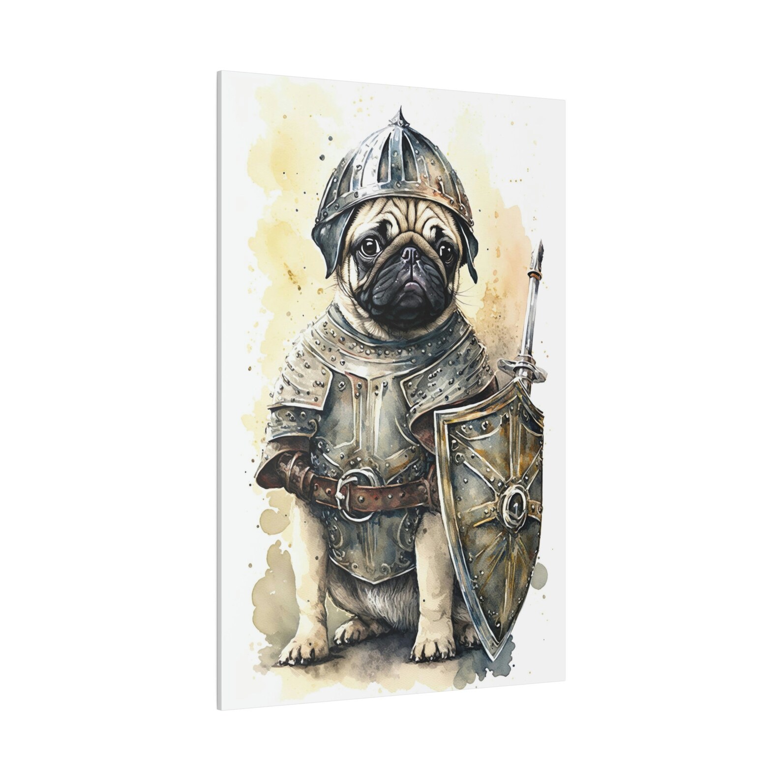 Pug Knight Adorable Medieval Armor Pug Dog Cute Pugs Watercolor ...