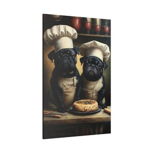 Black Pugs Cooking Baking Food Dinner Kitchen Oil Painting Canvas Wall ...
