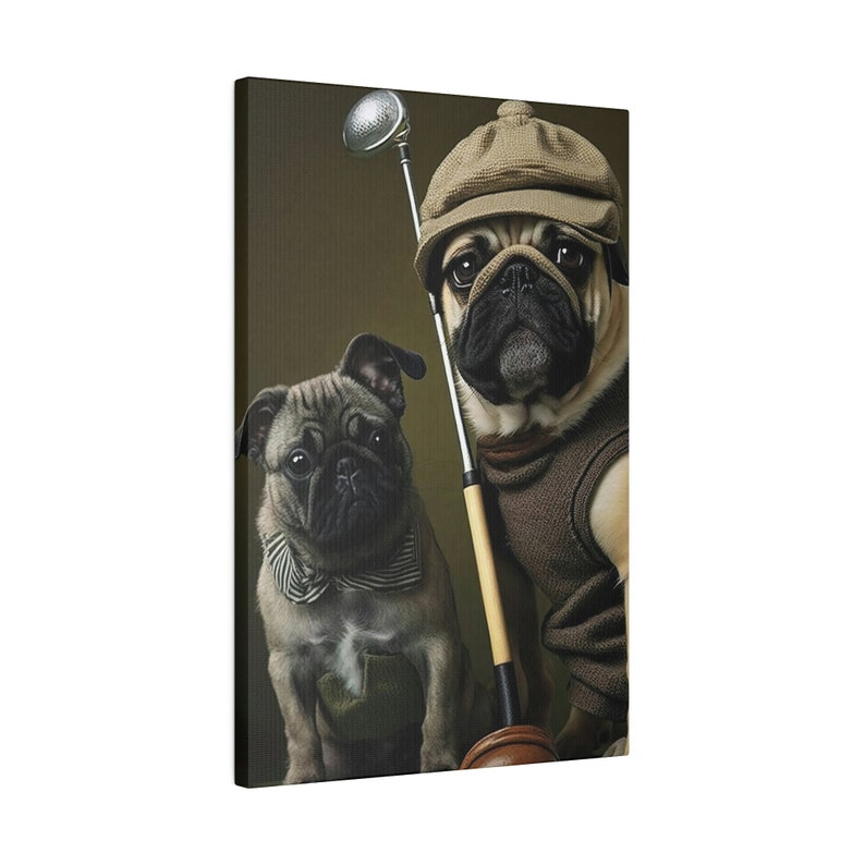 Cute Adorable Pet Pugs Playing Golf Picture Painting Canvas - Etsy