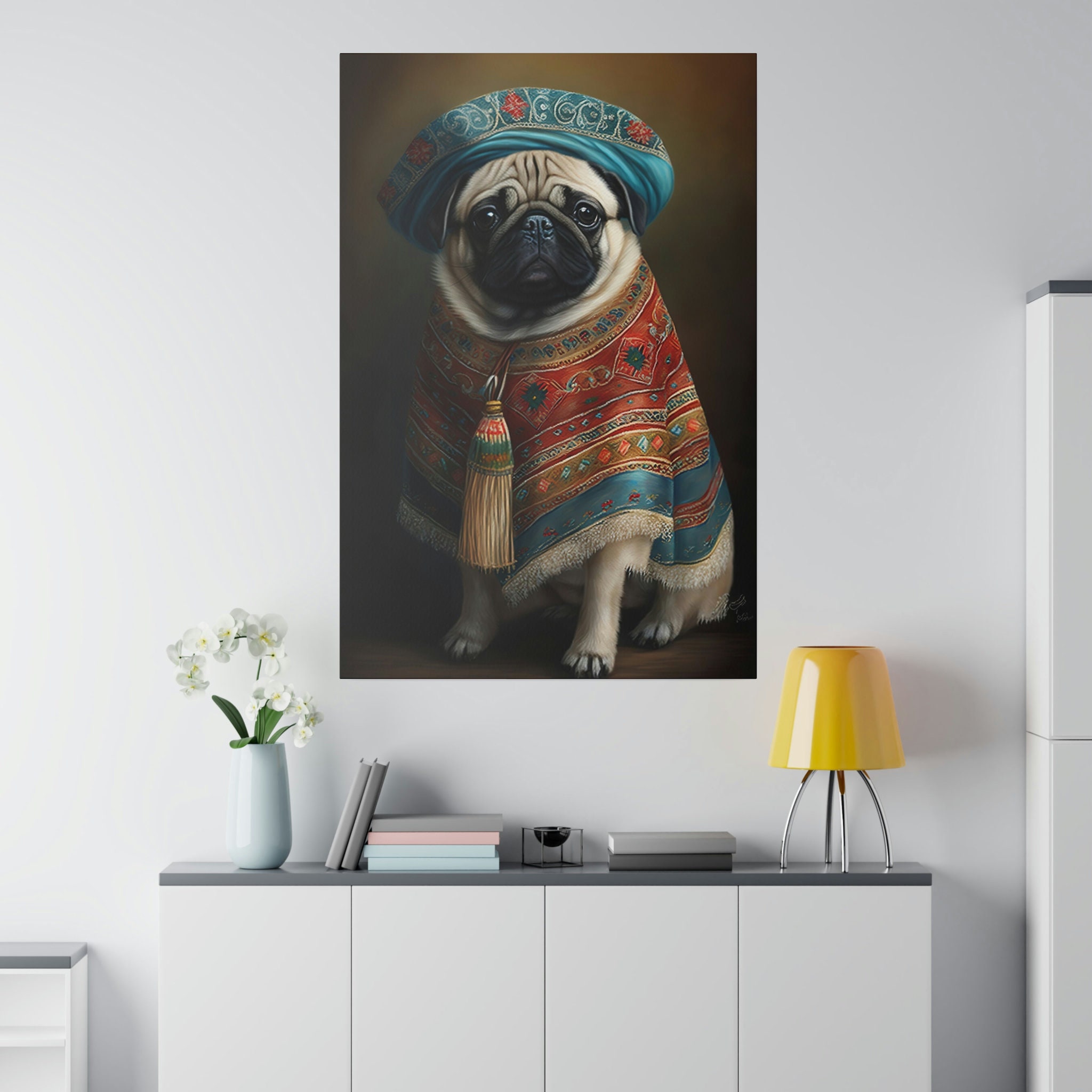 Traditional European Outfit Pug Painting Canvas Wall Art Print - Etsy