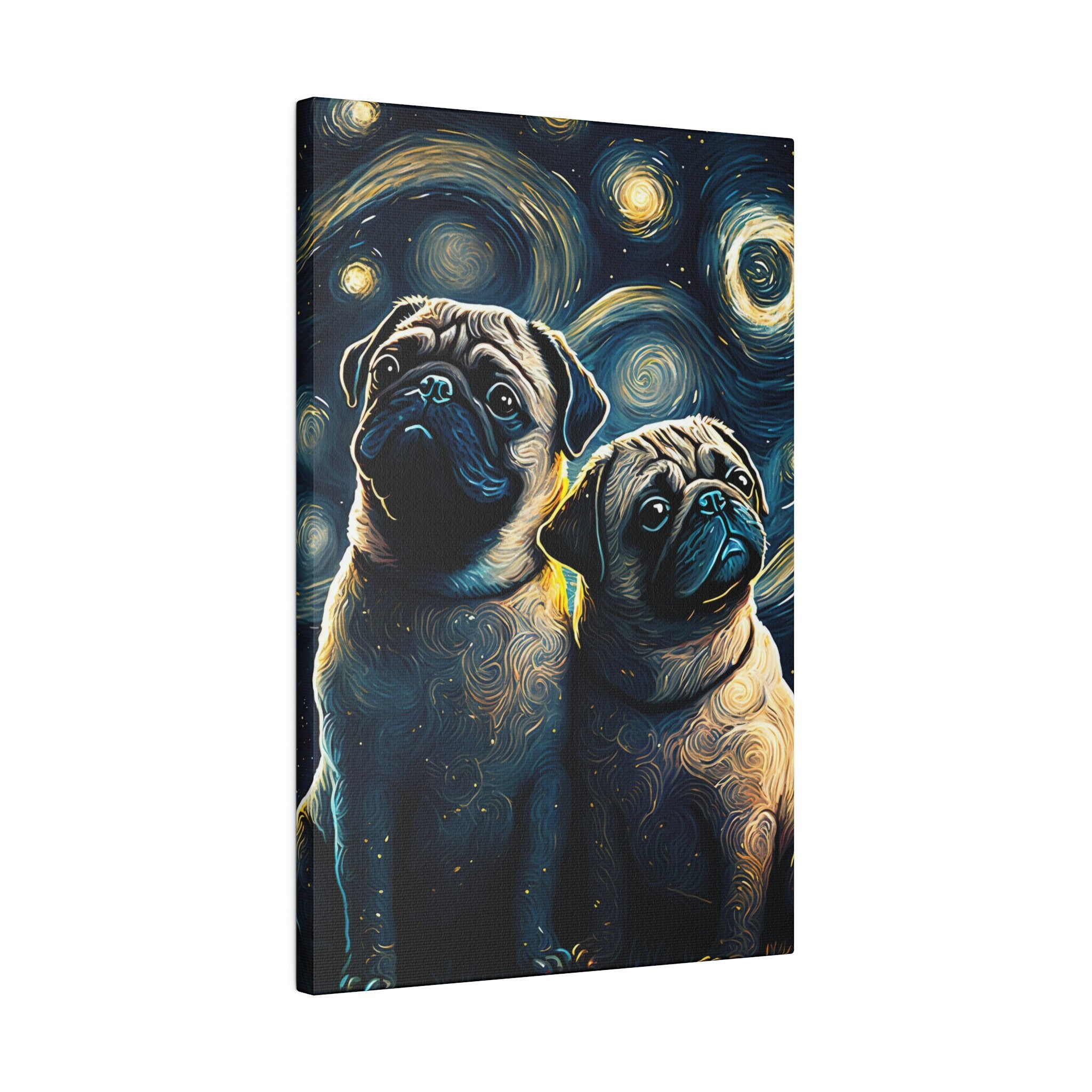 Starry Night Fawn Pugs by Van Gogh Cute Home Decor Pug Lover - Etsy