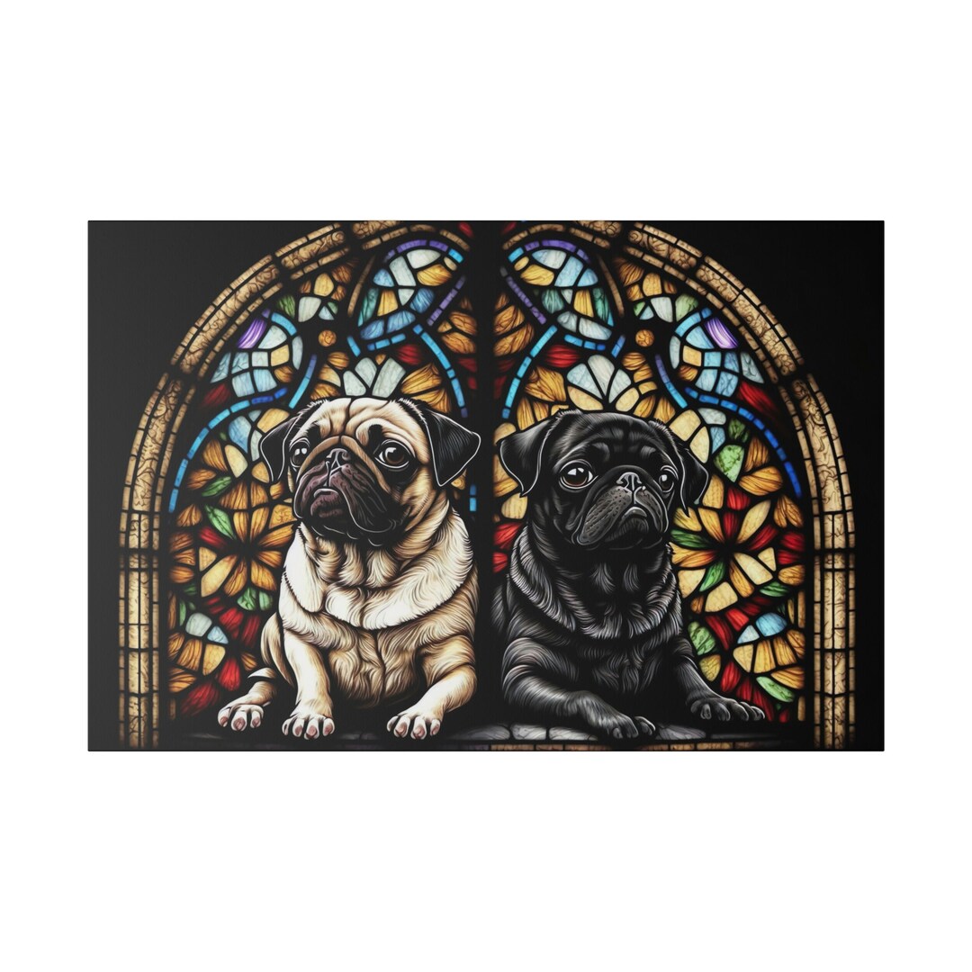 Adorable Church Style Stained Glass Pugs Mosaic Art Digital - Etsy