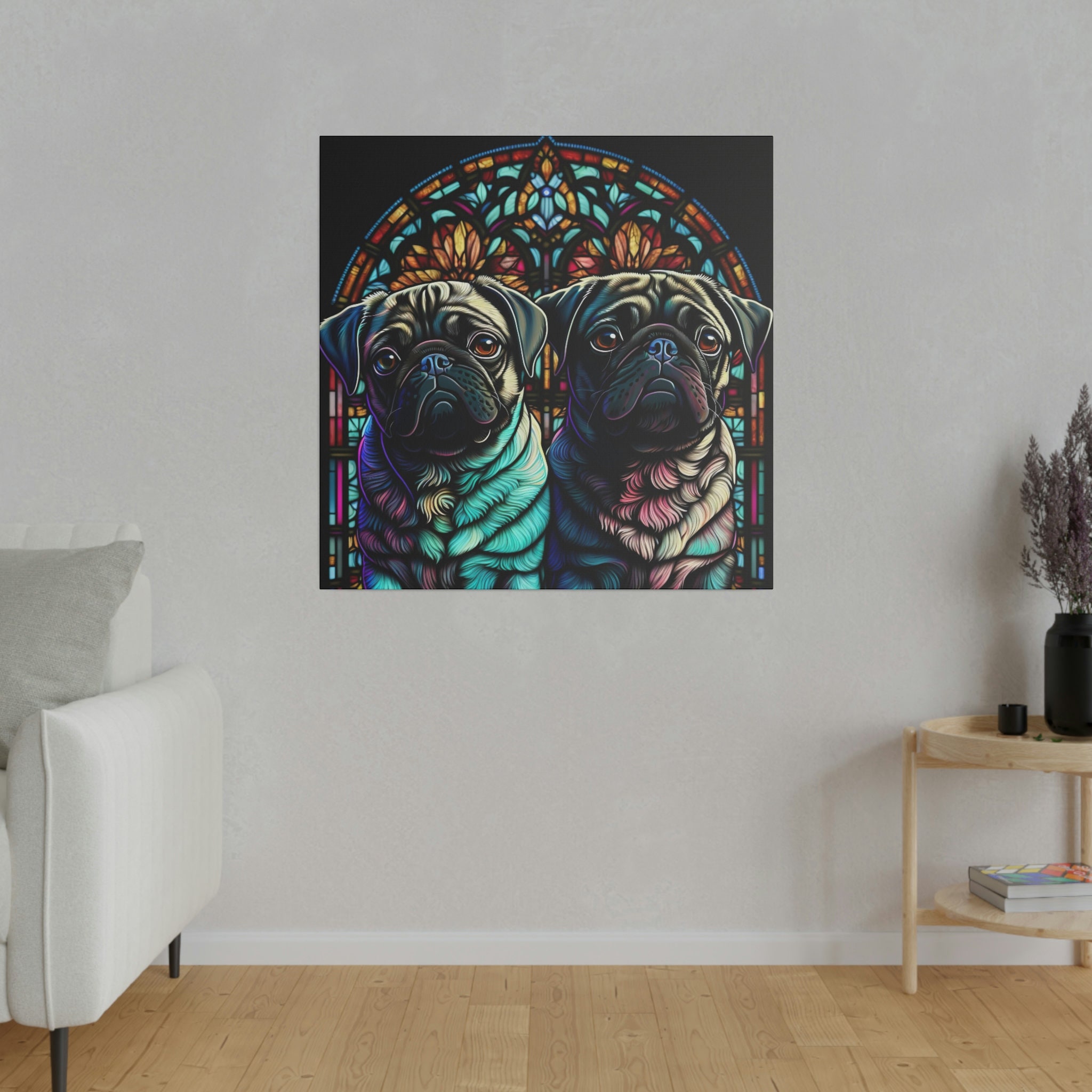 Unique and Whimsical Pugs in Stained Glass Style: Artwork for Dog ...
