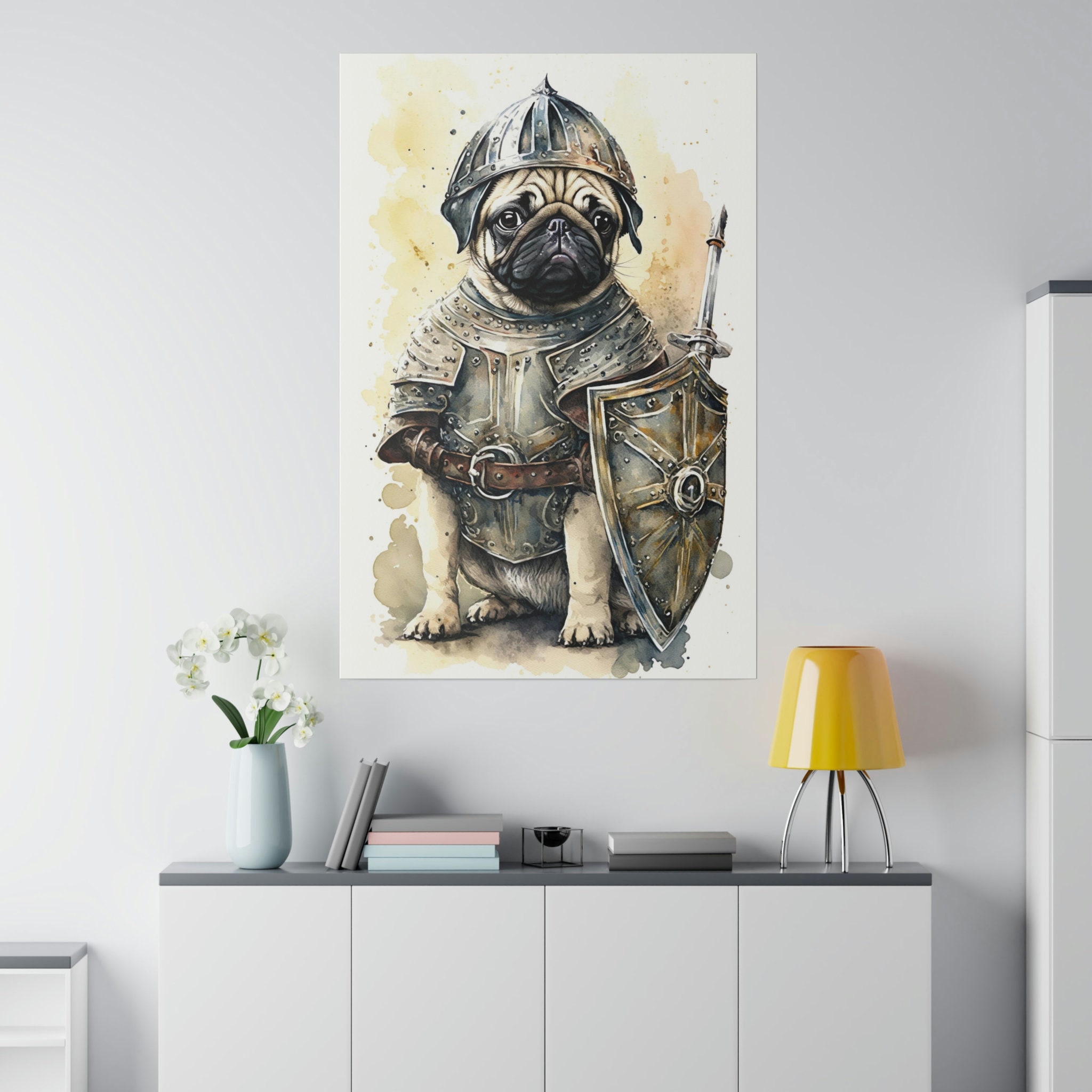 Pug Knight Adorable Medieval Armor Pug Dog Cute Pugs Watercolor ...