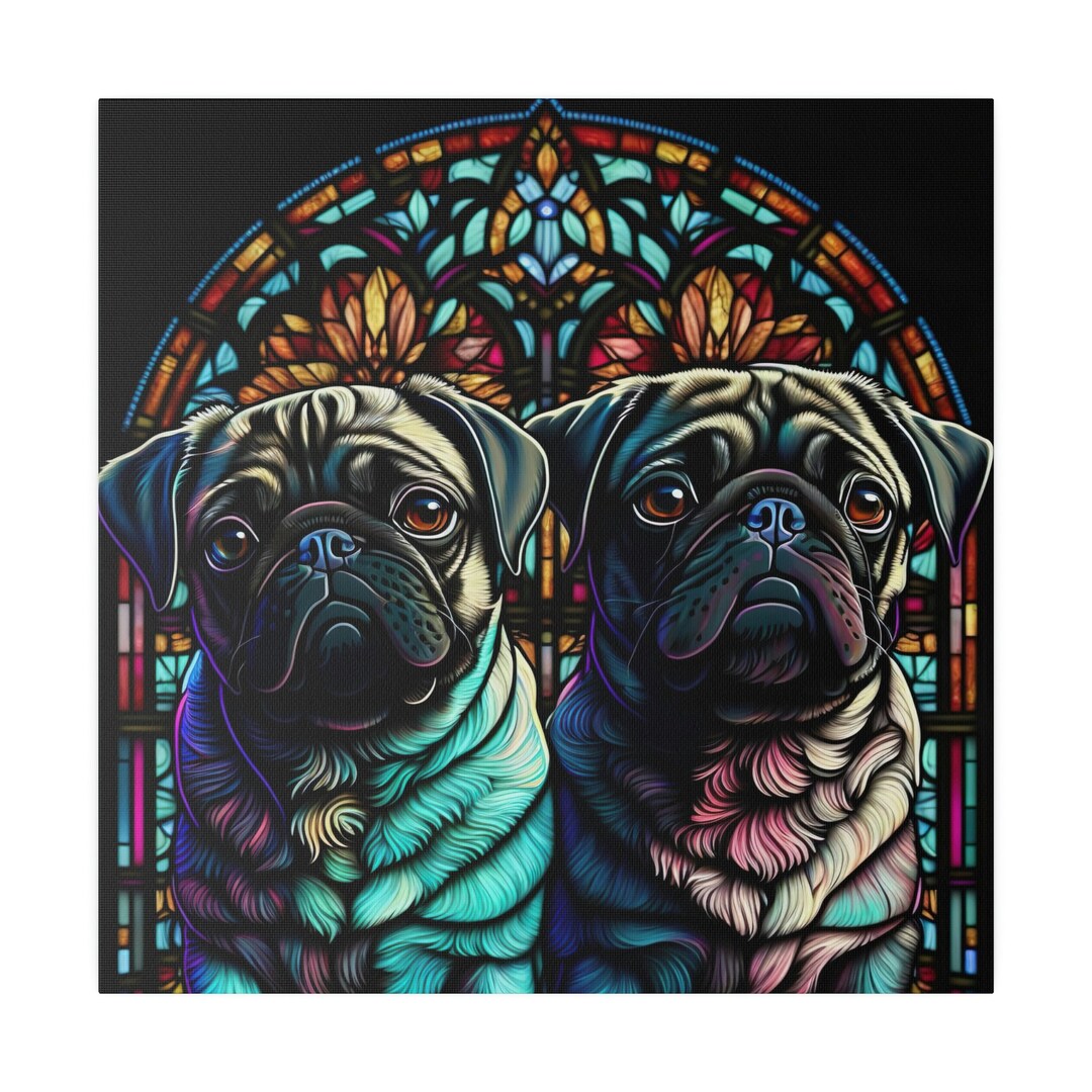 Unique and Whimsical Pugs in Stained Glass Style: Artwork for Dog ...