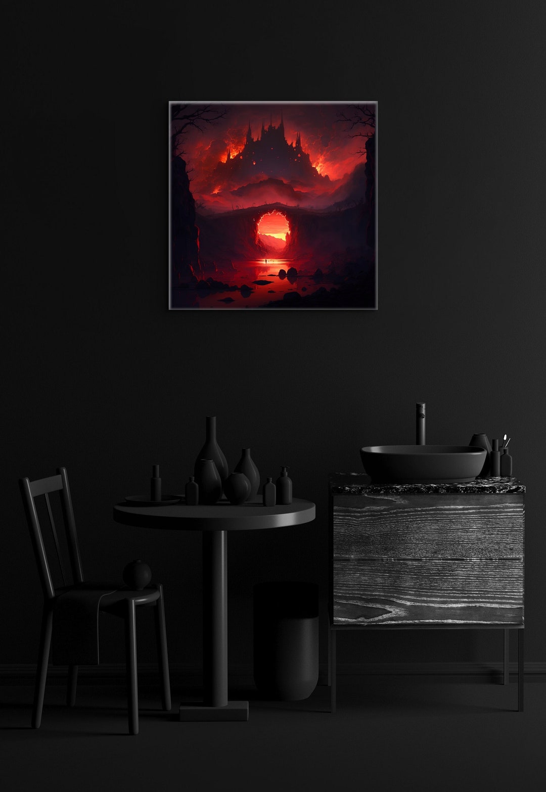 Hell Demonic Hellish Underworld Hades Digital Goth Painting Canvas Wall ...