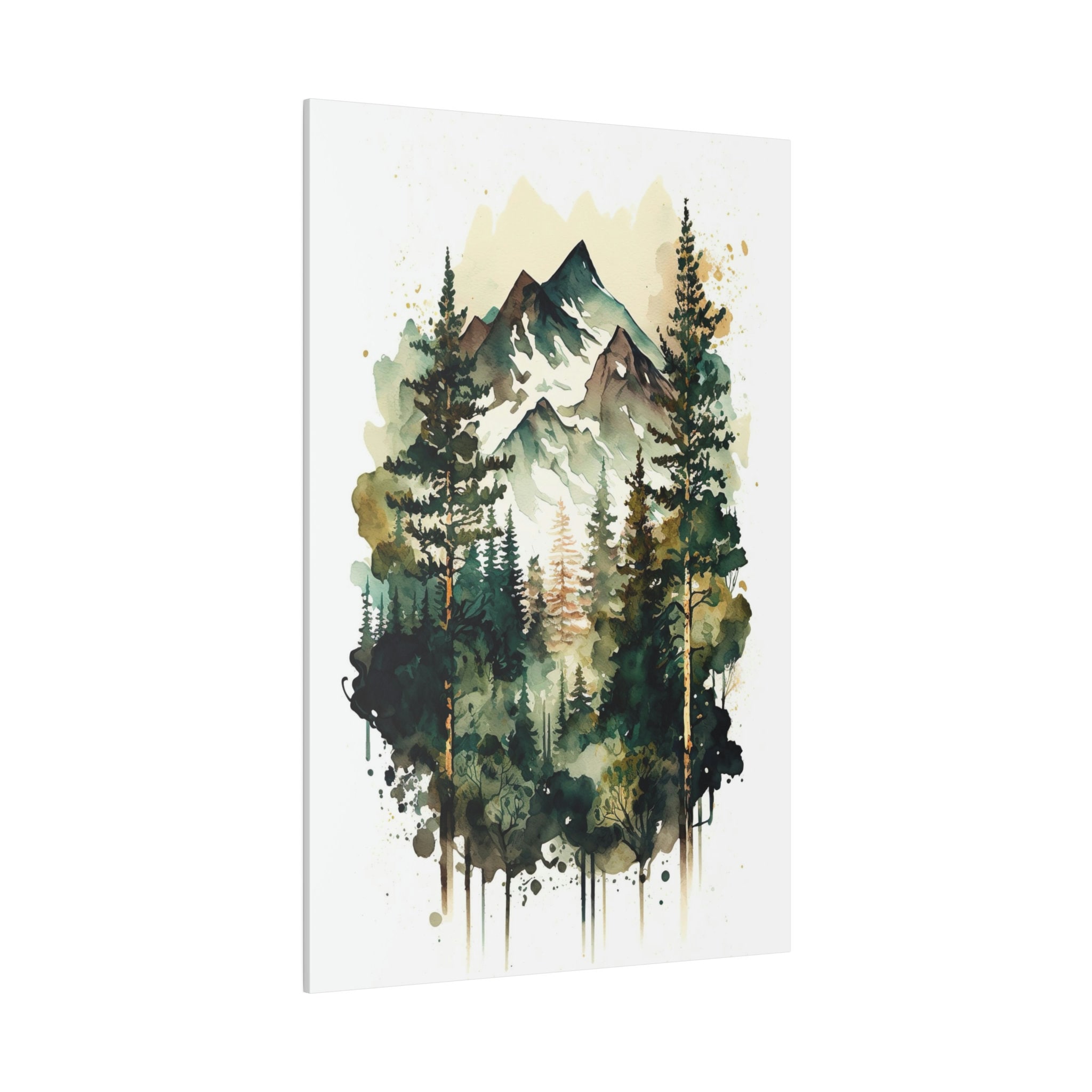 Alberta Pine Forest Mountain Watercolor Canvas Wall Art Print Artistic ...