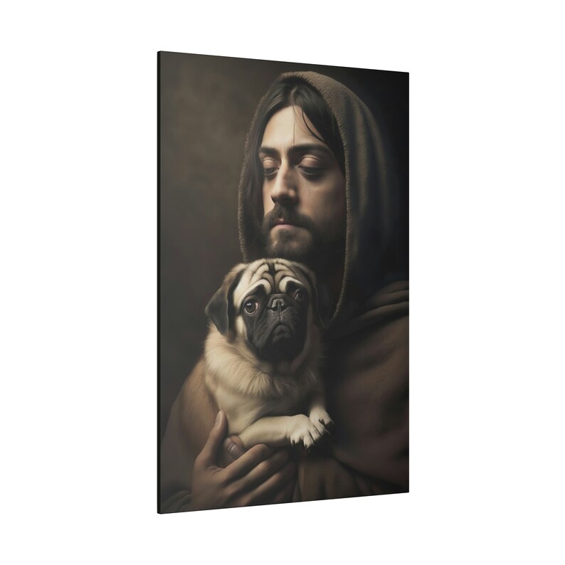 Jesus With a Pug Dog Digital Oil Painting Canvas Wall Art - Etsy