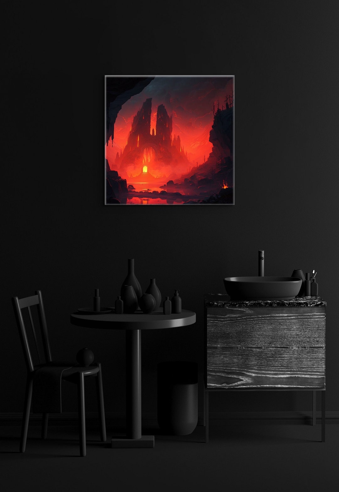 Hellish Red Fire Gates Underworld Satanic Demonic Digital Oil Painting ...