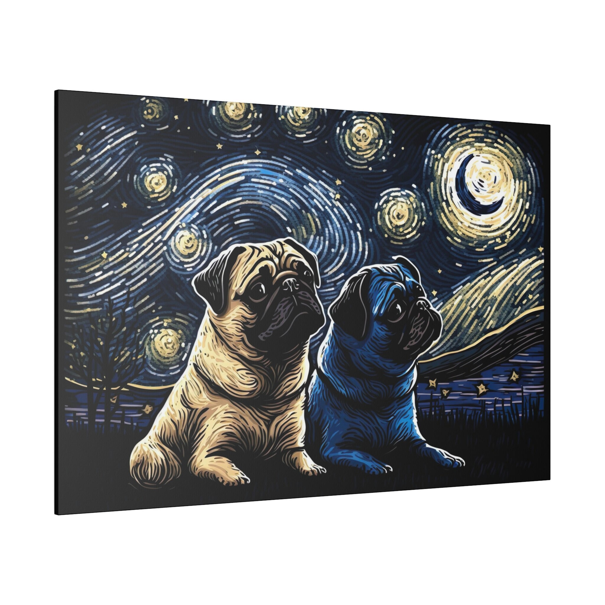 Starry Night Pugs Sitting by Van Gogh Cute Home Decor Pug - Etsy