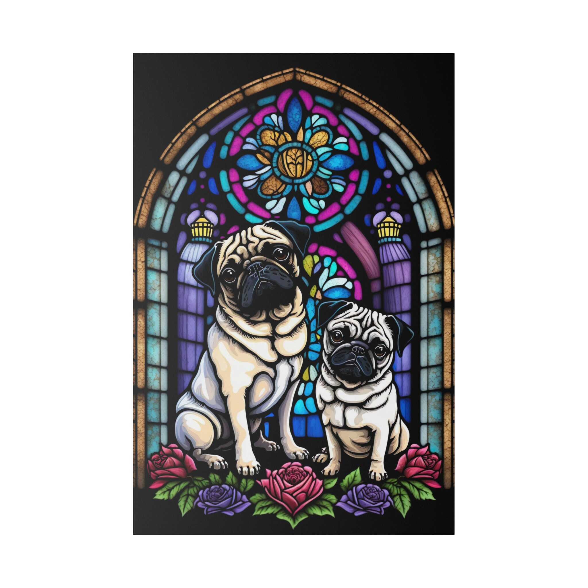 Church Stained Glass Holy Pugs Cute Gift Digital Image Canvas - Etsy