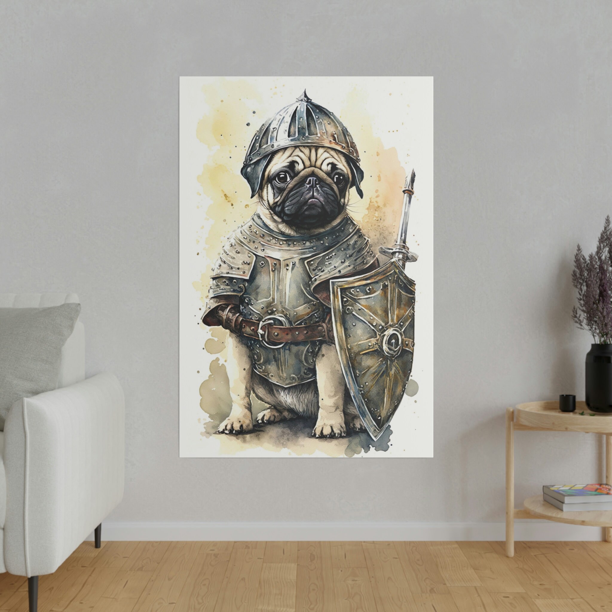 Pug Knight Adorable Medieval Armor Pug Dog Cute Pugs Watercolor ...