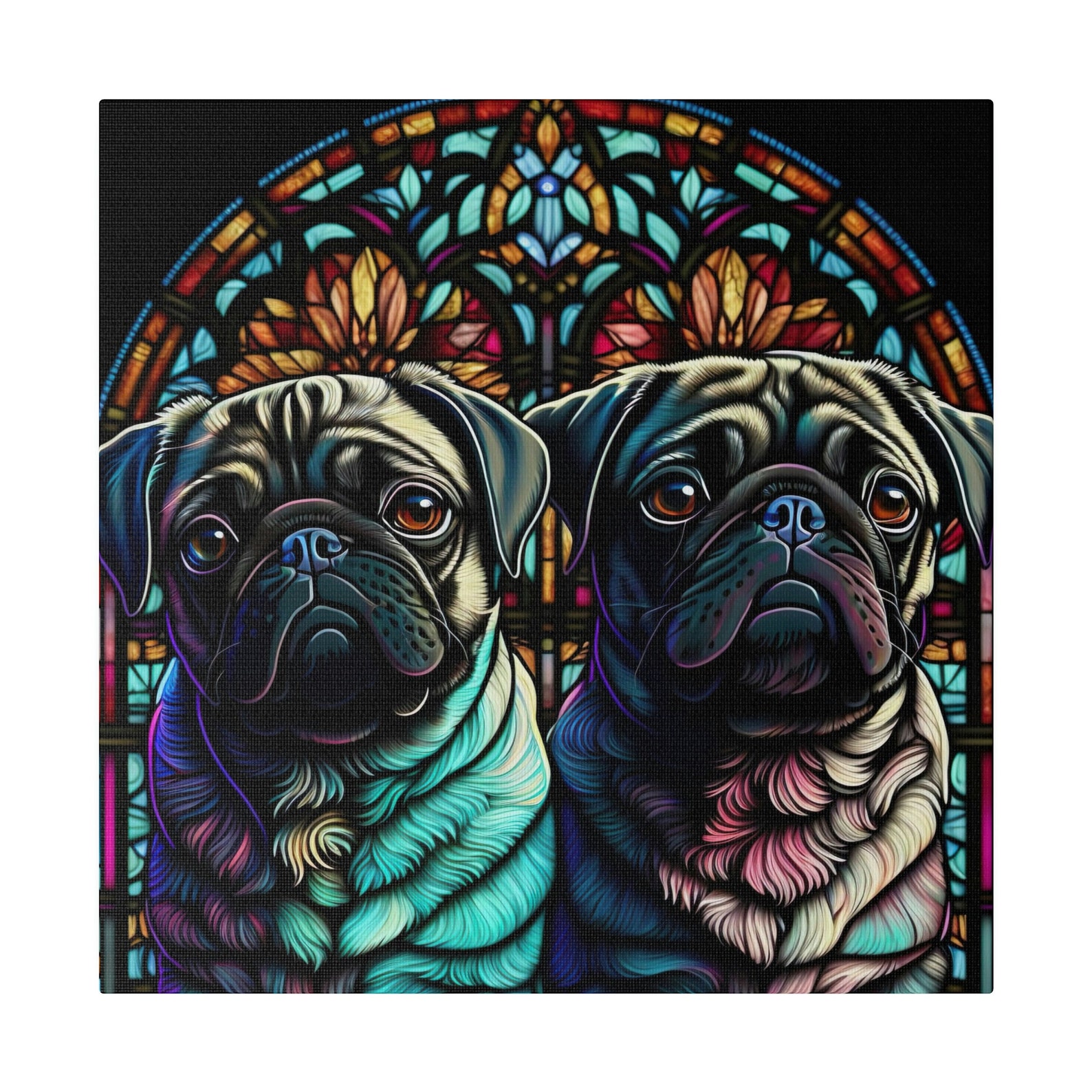 Unique and Whimsical Pugs in Stained Glass Style: Artwork for Dog ...