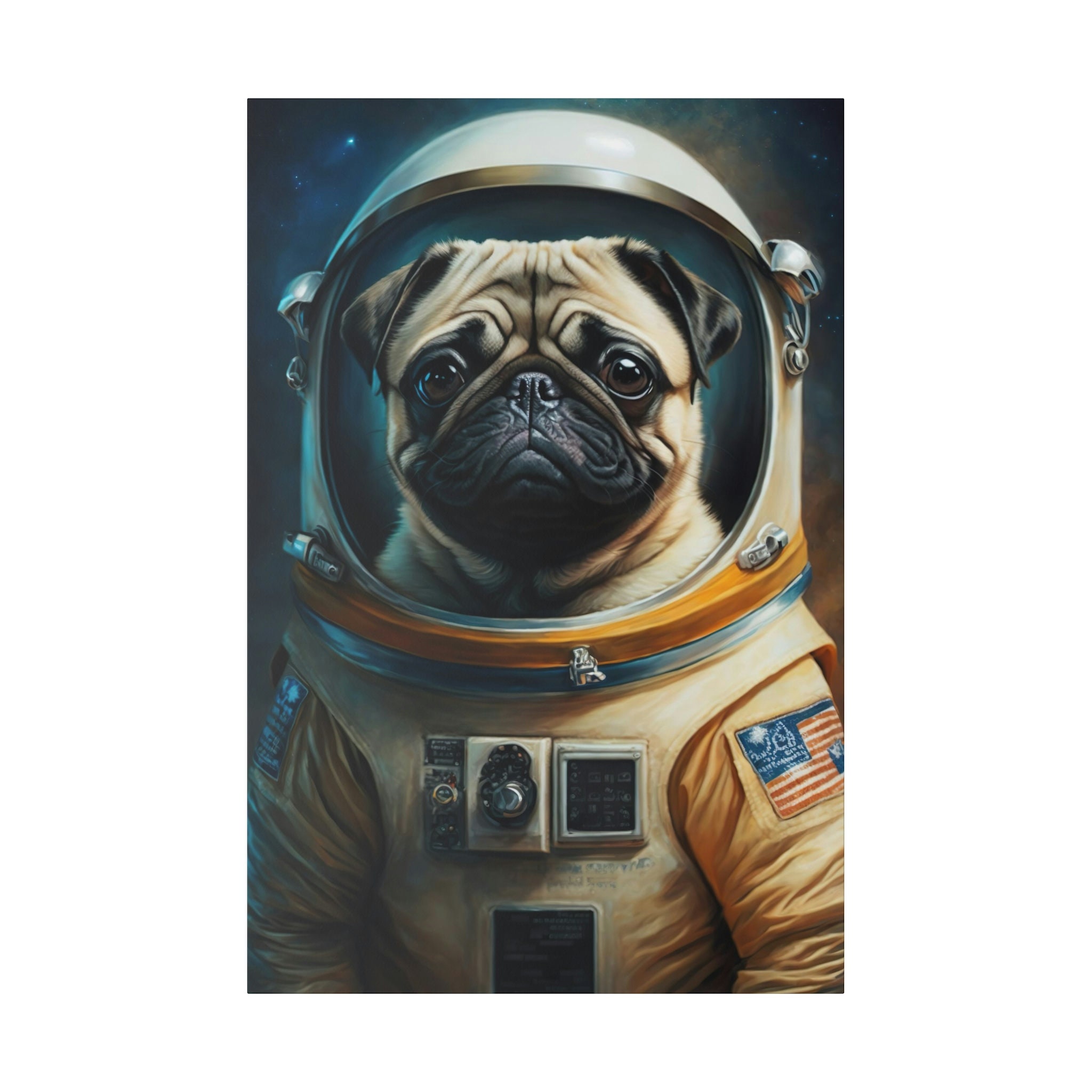 Cute Pug Astronaut in Outer Space Painting Canvas Wall Art Print ...