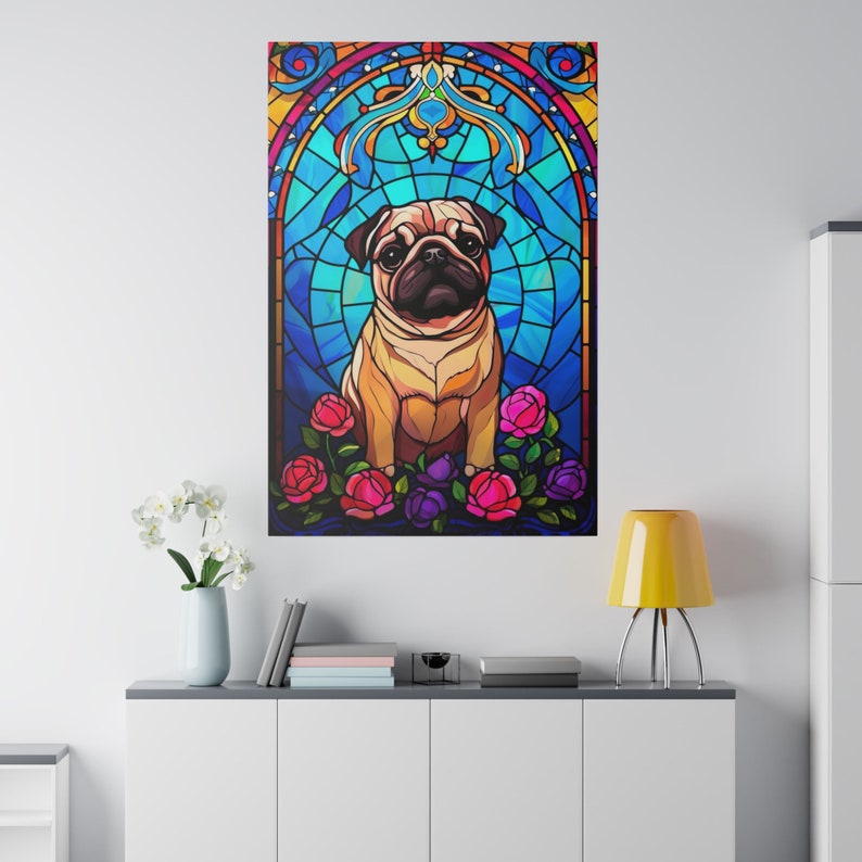 Stained Glass Style Pug Canvas Digital Print Ready to Hang - Etsy