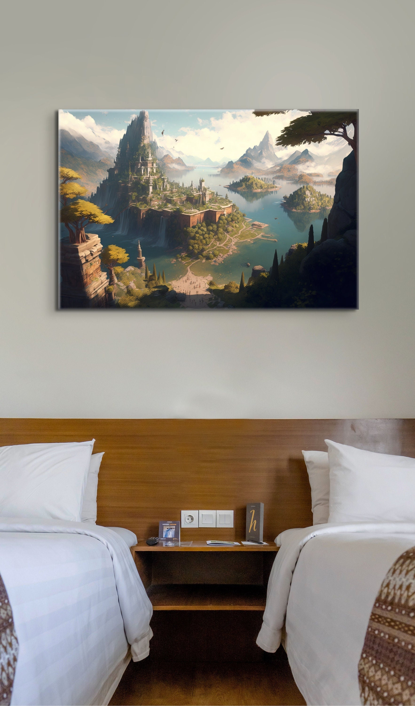 Majestic Fantasy World Open Map Elven Lands Digital Image Canvas ...