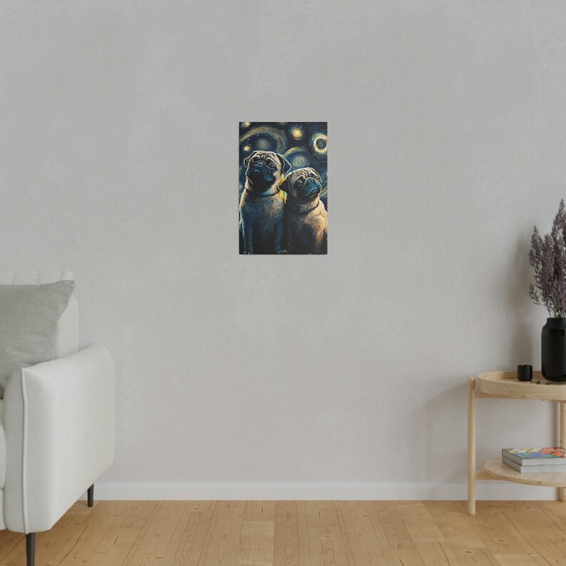 Starry Night Fawn Pugs by Van Gogh Cute Home Decor Pug Lover - Etsy