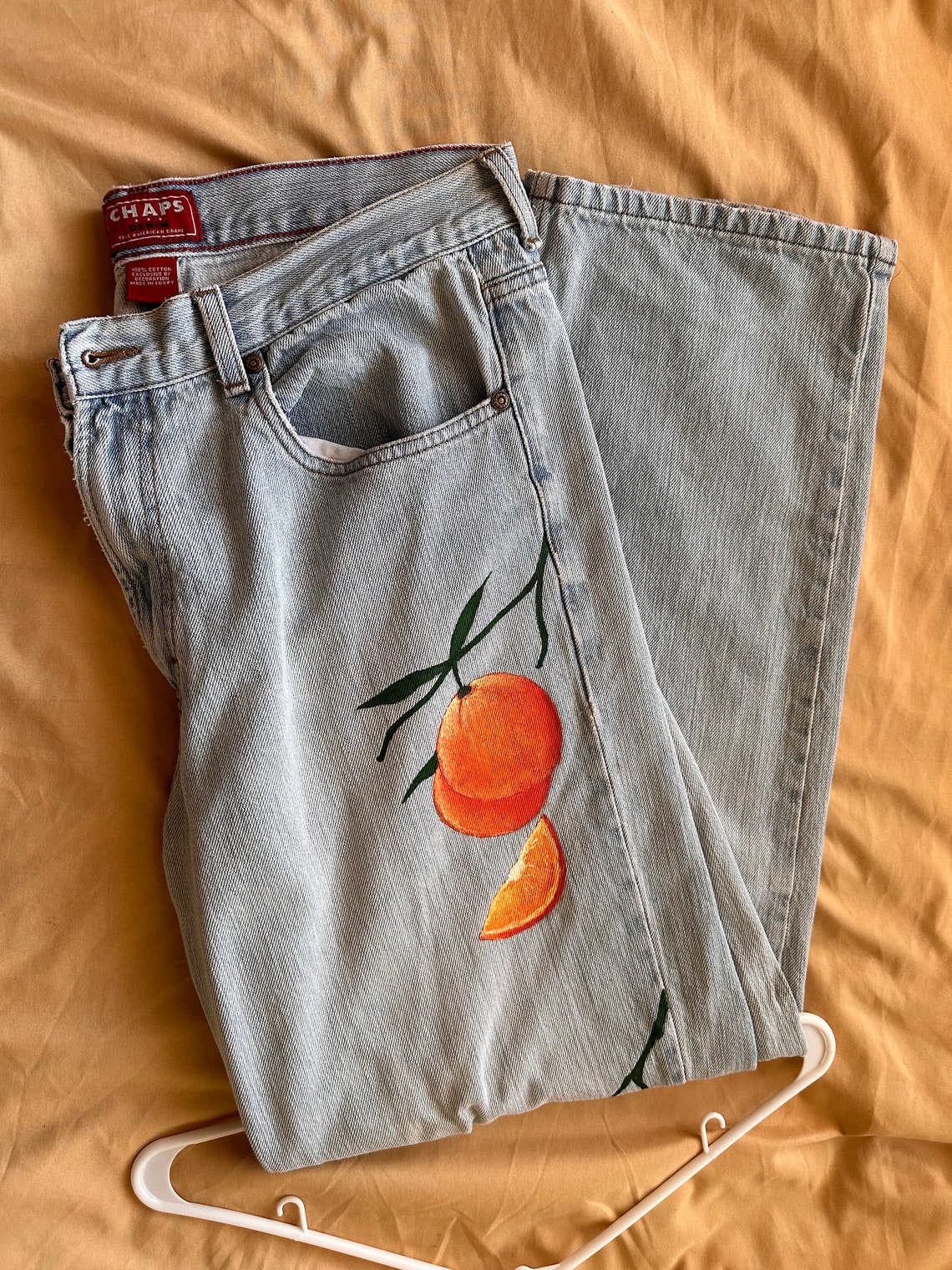 Orange Painted Denim Jeans - Etsy