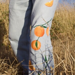 Orange Painted Denim Jeans - Etsy