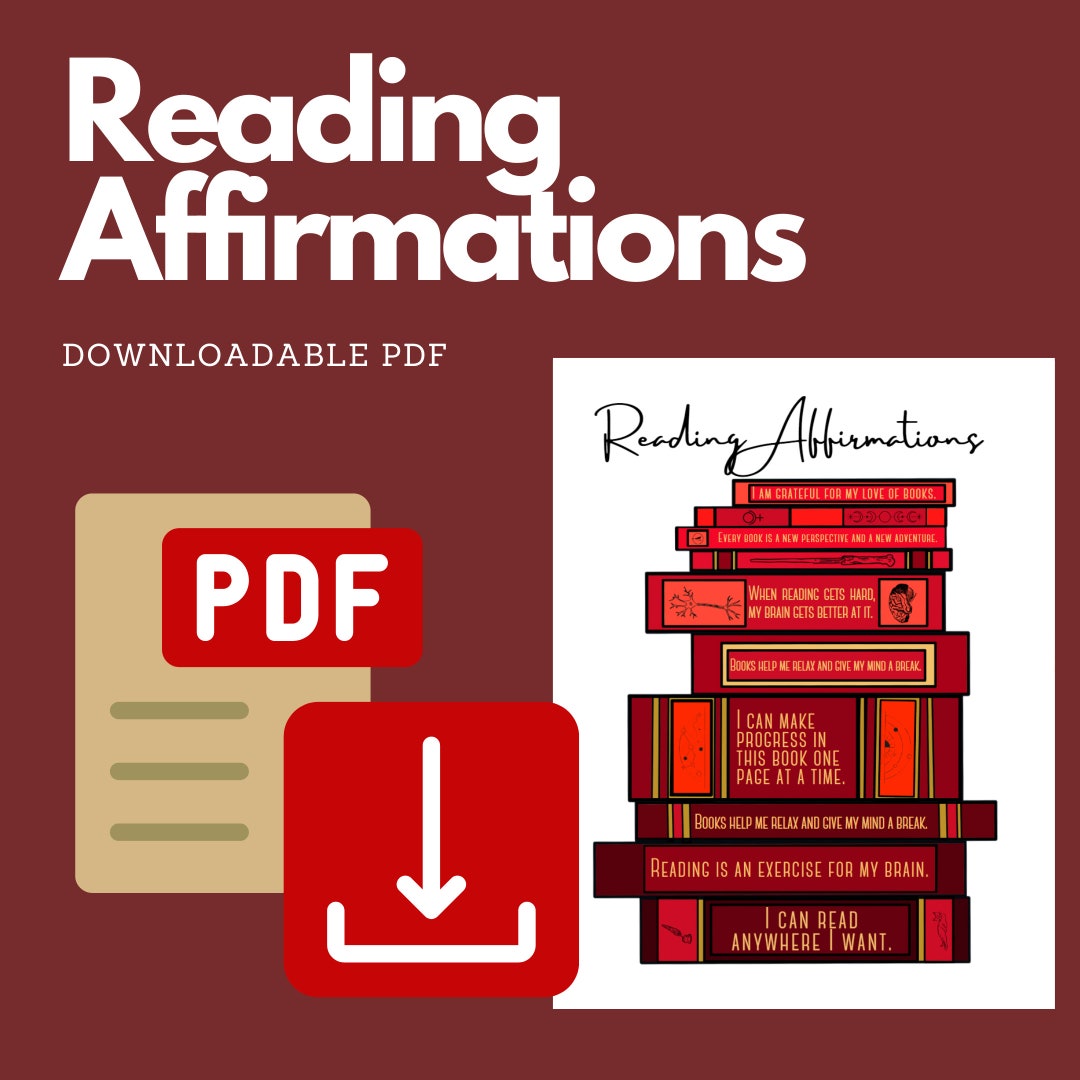 Reading Affirmations in Red Digital Download Positive Affirmations ...