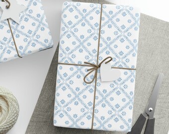 Hydrangea Wrapping Paper Blue Floral Coastal Girly Preppy Gift Wrap ...