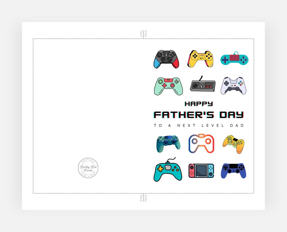 Printable Happy Father's Day Video Game Controller Card, Gamer Card for ...