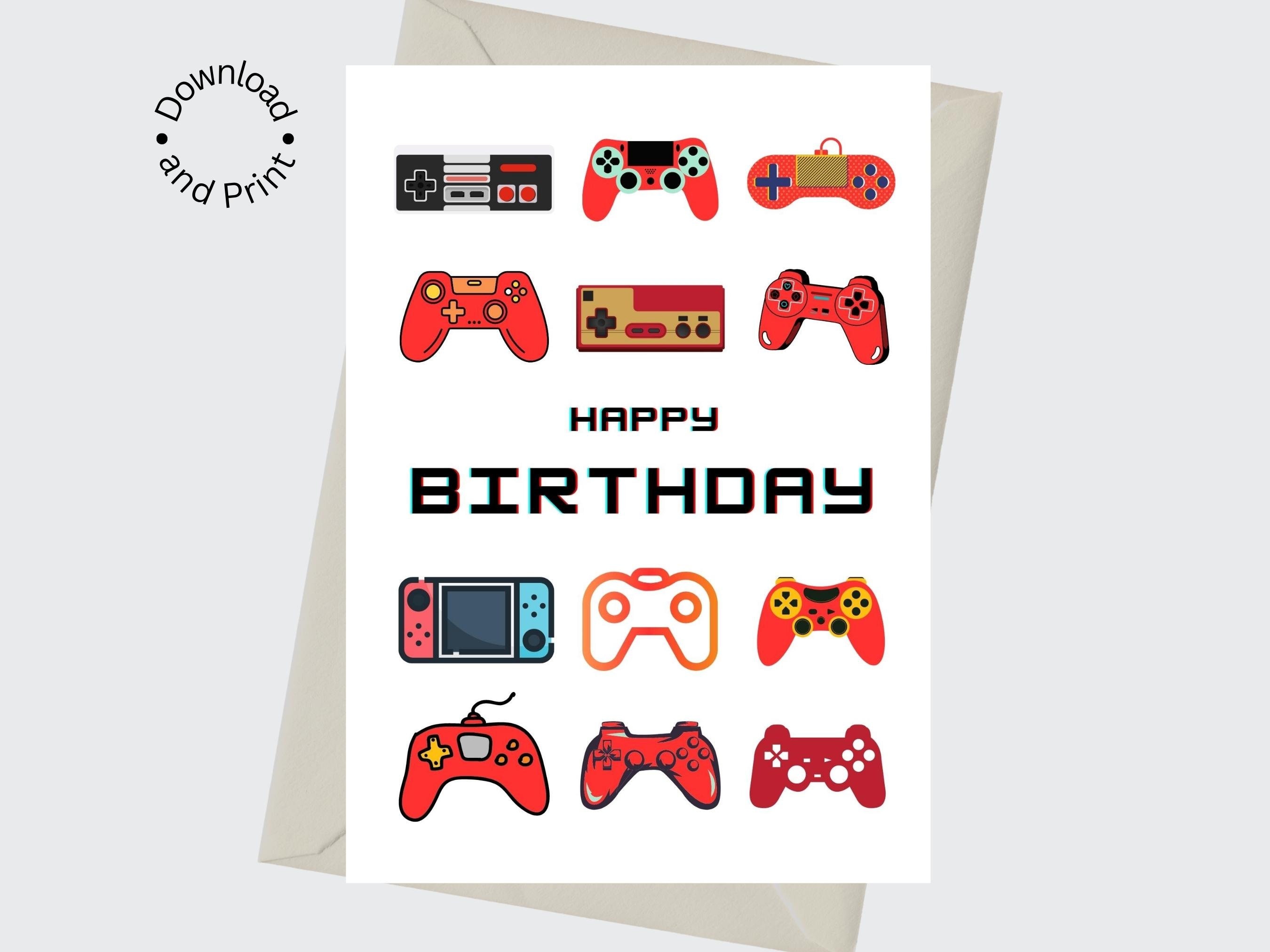 Printable Video Game Birthday Card, Gamer Happy Birthday Card, Video ...