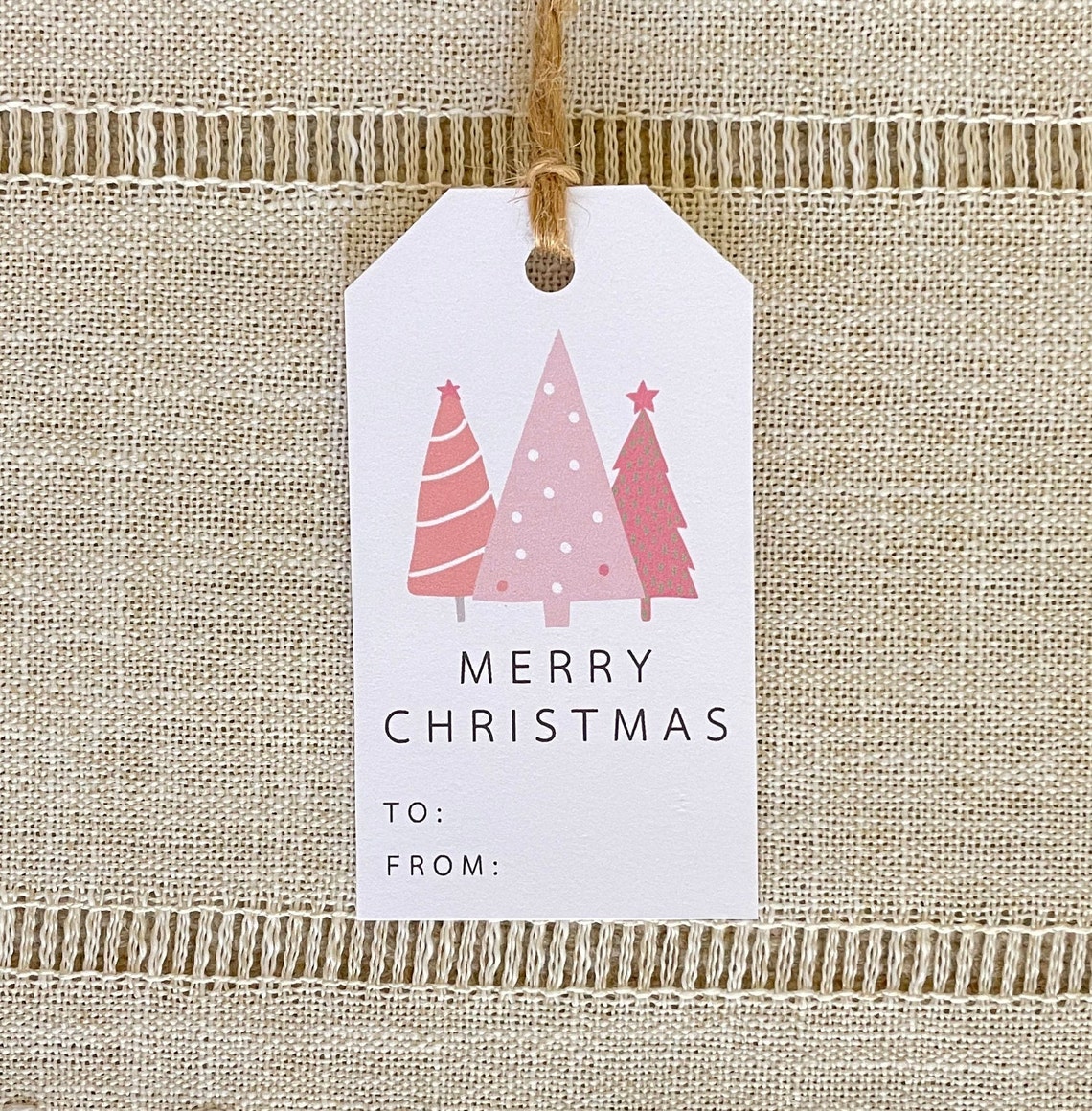 Printable Christmas Gift Tags, Pink Christmas Tree Gift Tags, Holiday ...