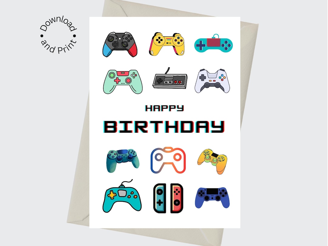 Printable Video Game Birthday Card, Gamer Birthday Card, Video Game ...