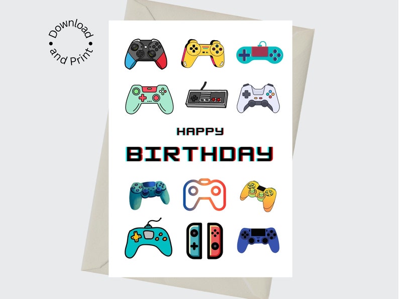 Printable Video Game Birthday Card, Gamer Birthday Card, Video Game ...