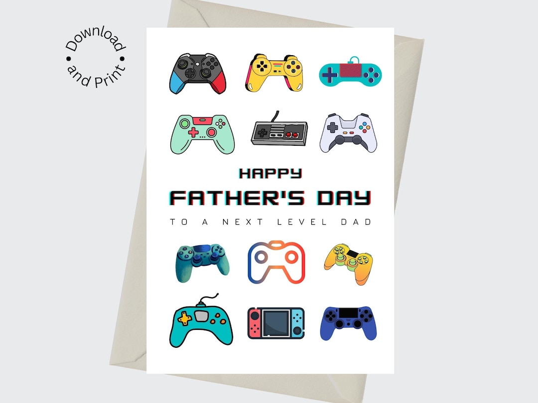 Printable Happy Father's Day Video Game Controller Card, Gamer Card for ...