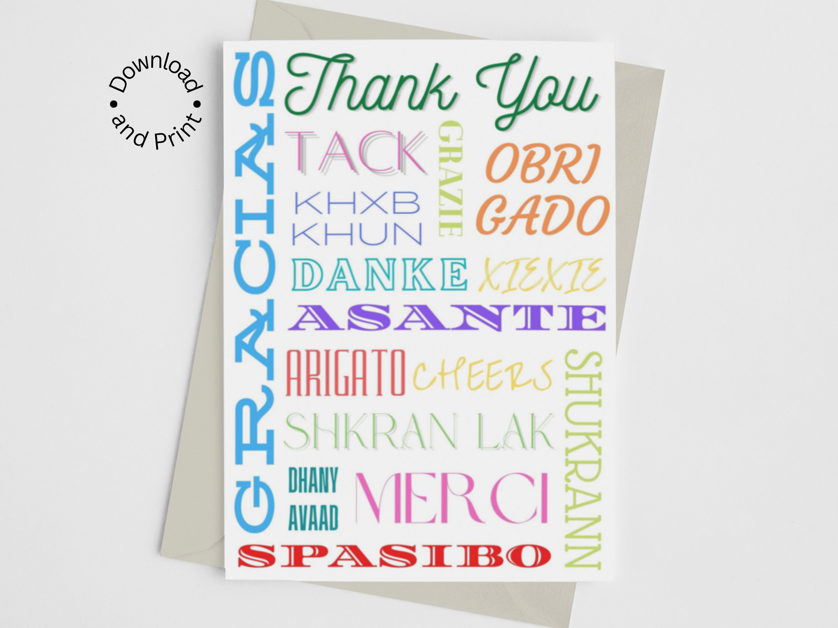 Thank You In Different Languages Card