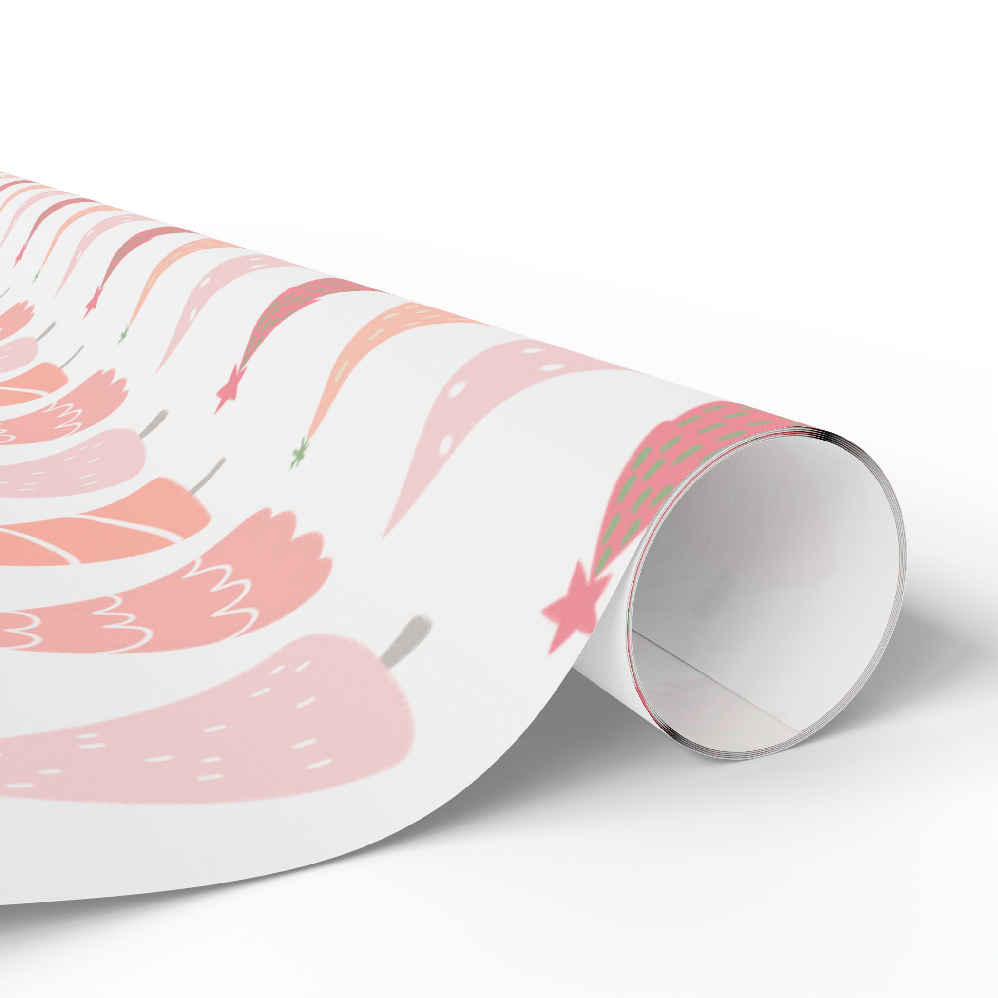 Pink Boho Christmas Tree Wrapping Paper, Pink Christmas Tree Holiday ...