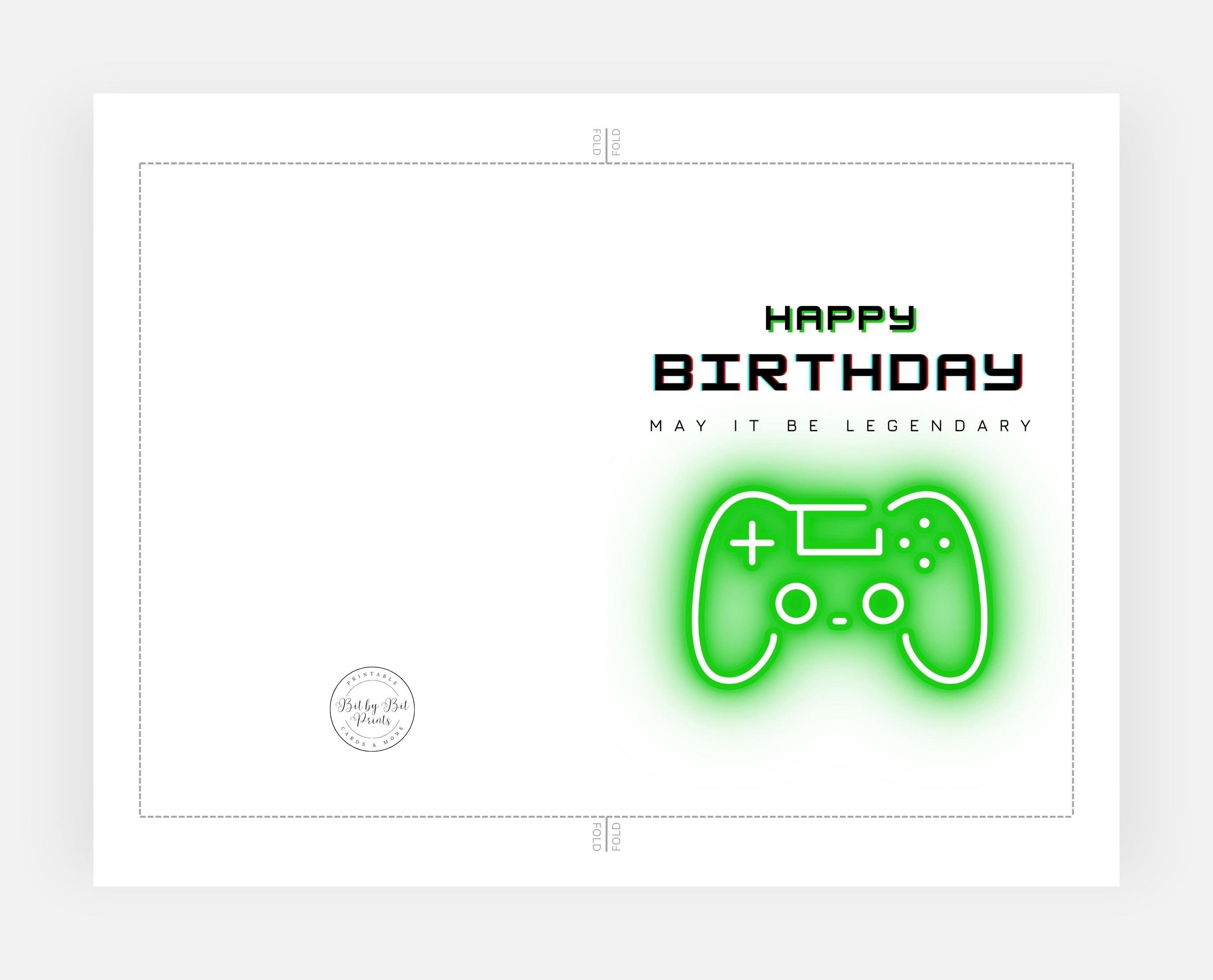 Printable Video Game Birthday Card, Gamer Happy Birthday Card, Video ...