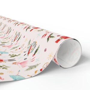 Pink Christmas Wrapping Paper, Nutcrackers and Ballerinas, Light Pink ...