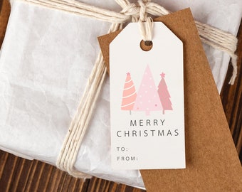 12 Printable Christmas Pink Gift Tags Digital Pink Christmas - Etsy