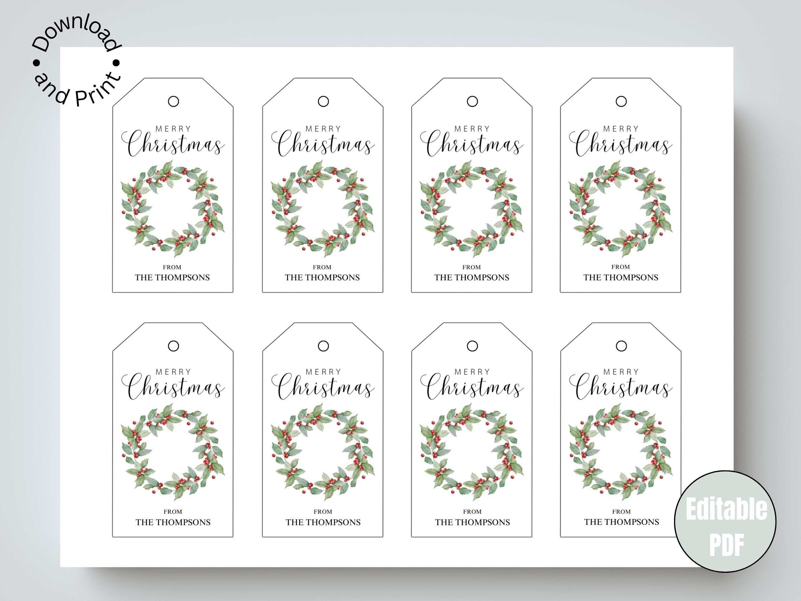 Editable Christmas Gift Tags, Printable Christmas Tags, Holiday Party ...