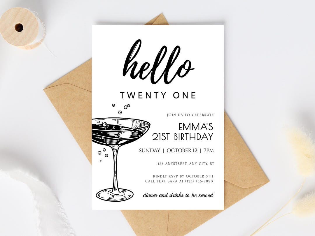 Editable 21st Birthday Invitation Template: Digital Download - Etsy