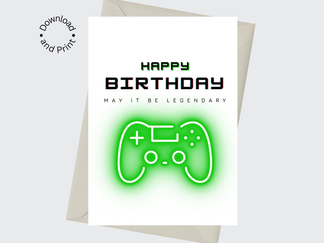 Printable Video Game Birthday Card, Gamer Happy Birthday Card, Video ...