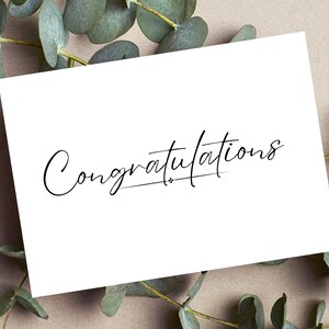 Printable Congratulations Card, Simple Script Card, Graduation Congrats ...