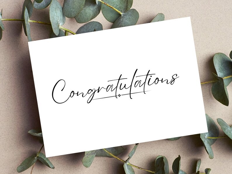 Printable Congratulations Card, Simple Script Card, Graduation Congrats ...