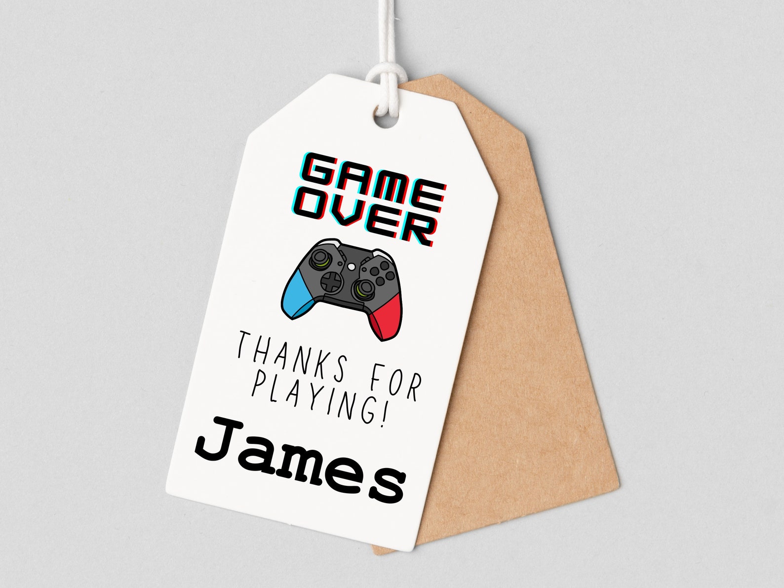 Printable and Editable Gamer Birthday Favor Tags, Custom Name Game Over ...