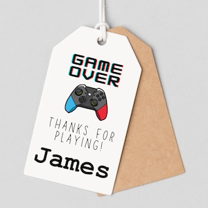 Printable and Editable Gamer Birthday Favor Tags, Custom Name Game Over ...