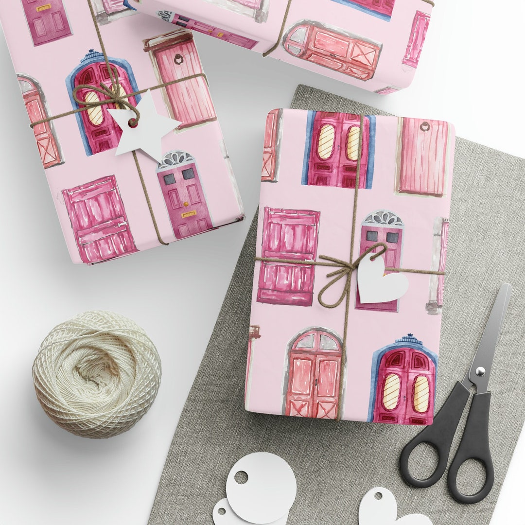 Pink Wrapping Paper, Pink Doors: Gift Wrap for Birthday, Valentine ...
