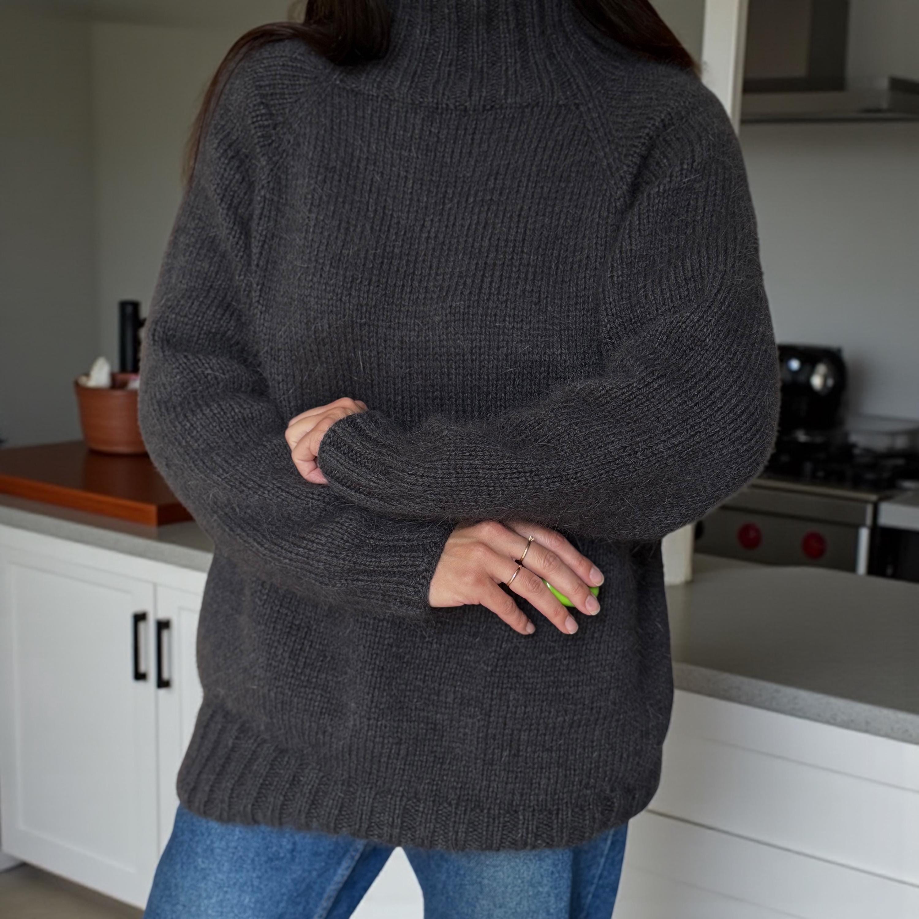 Men's Angora Sweater | Hand Knit Turtleneck Pullover | Soft Wool Jumper ...
