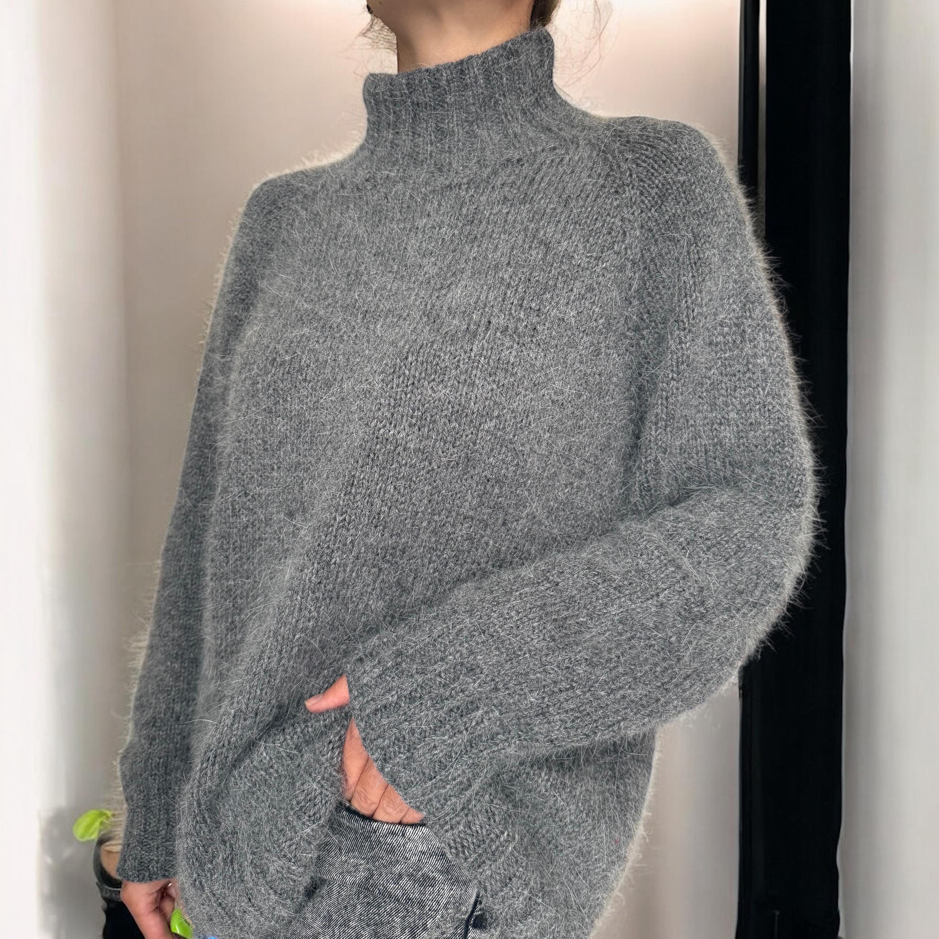 Men's Angora Sweater | Hand Knit Turtleneck Pullover | Soft Wool Jumper ...