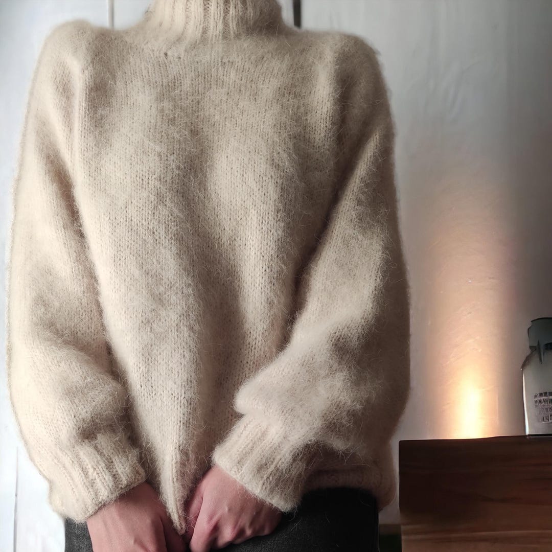 Angora Sweater Elegant Fashion Fluffy Sweater Angora Warm Pullover Winter Sweater for Women Cozy ...